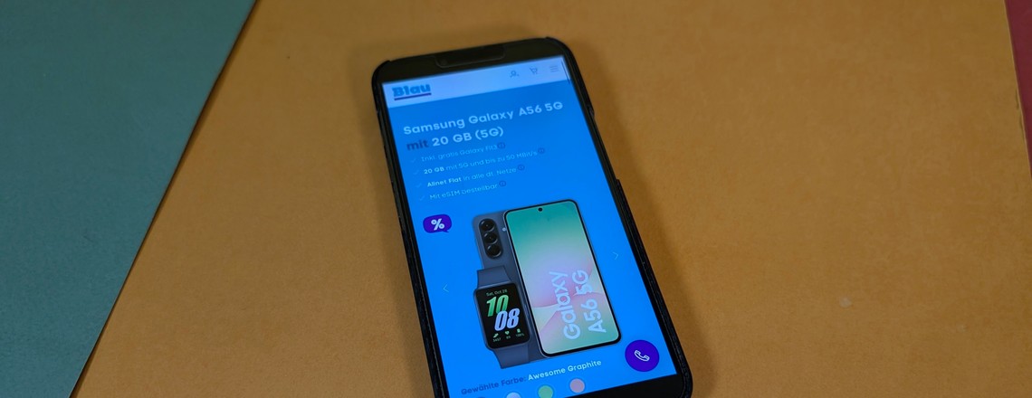 Samsung Galaxy A56 5G mit Smartwatch und 20-GB-Tarif bei Blau für 21,99 ...